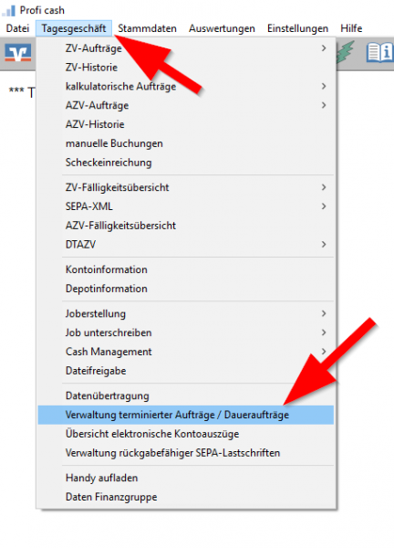 Profi cash: Lastschrift- und Überweisungs-Daueraufträge auslesen und ...